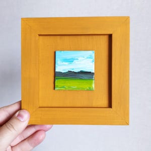 Tiny Oil Painting, Small Colorful Abstract Artwork Frame 5x5, Miniature ...