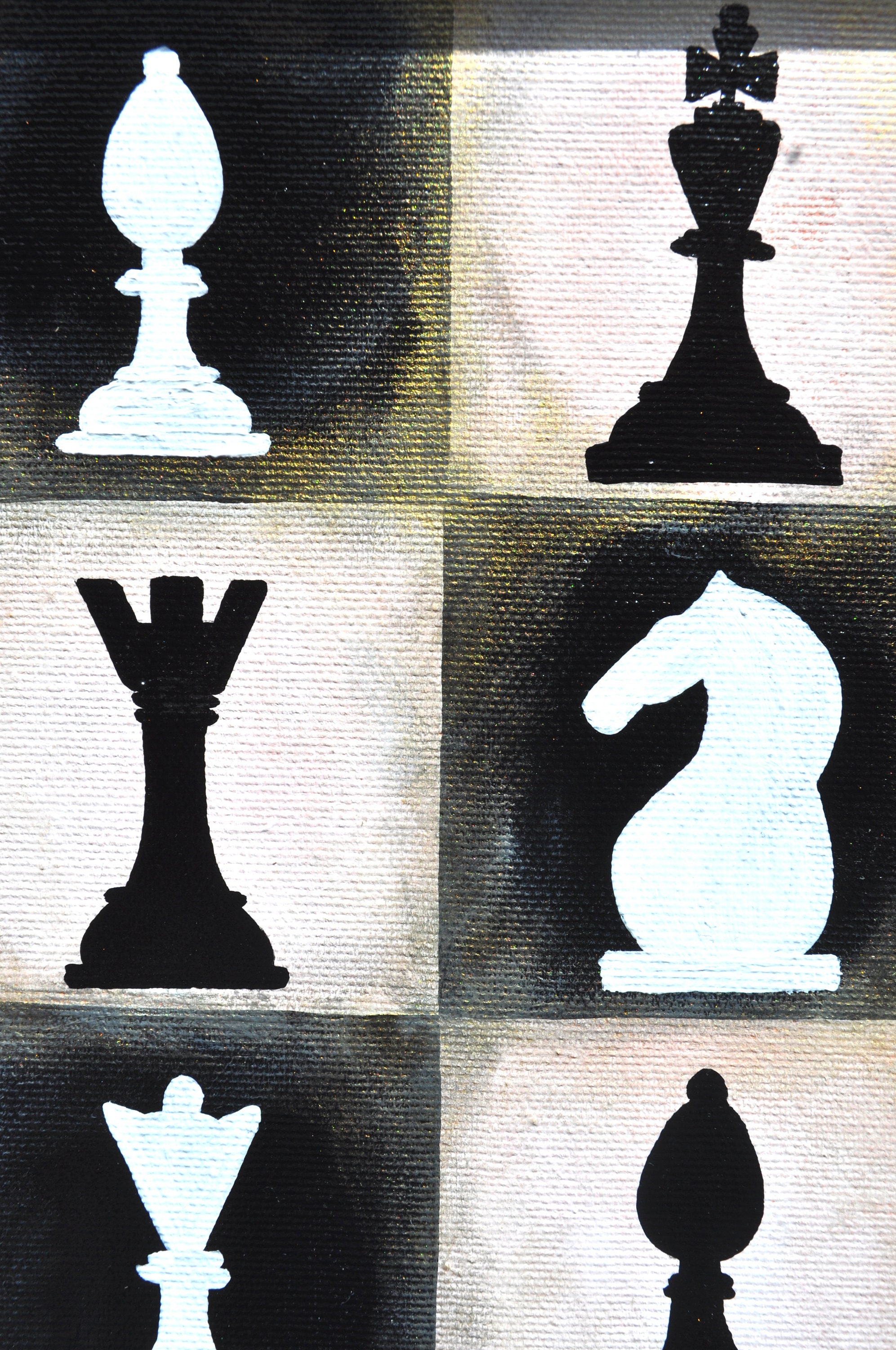 Chess Painting Chessmen Original Acrylic Art Chessboard Wall | Etsy