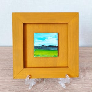 Tiny Oil Painting, Small Colorful Abstract Artwork Frame 5x5, Miniature ...