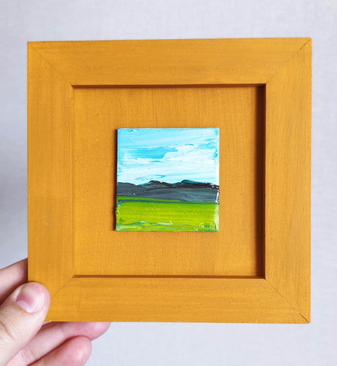 Tiny Oil Painting, Small Colorful Abstract Artwork Frame 5x5, Miniature ...