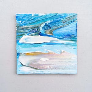 Pink Tiny Artwork, Small Square Abstract Art Frame 5x5, Mini Oil ...