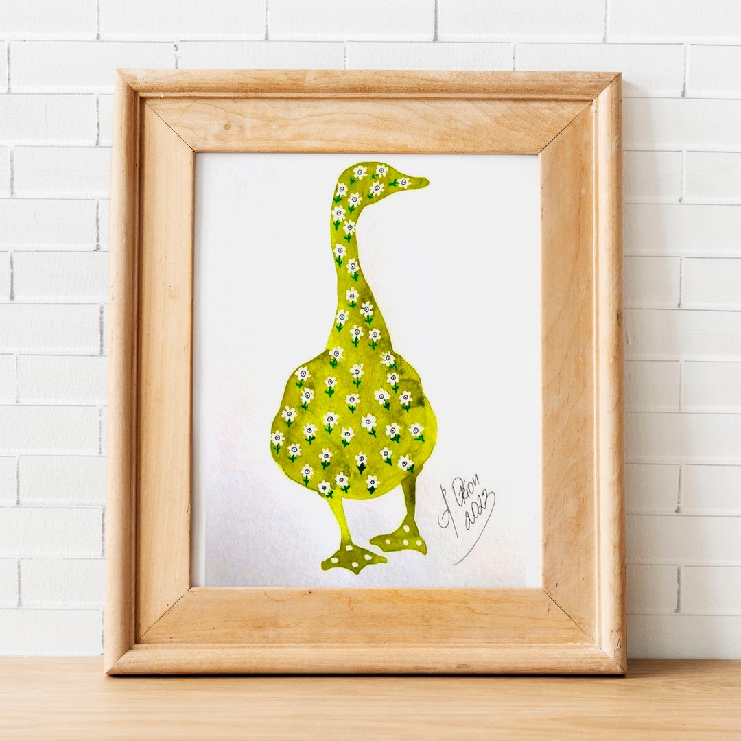 Goose Painting, Anser Watercolor Hand-painted 8х12 Inch Duck Original ...