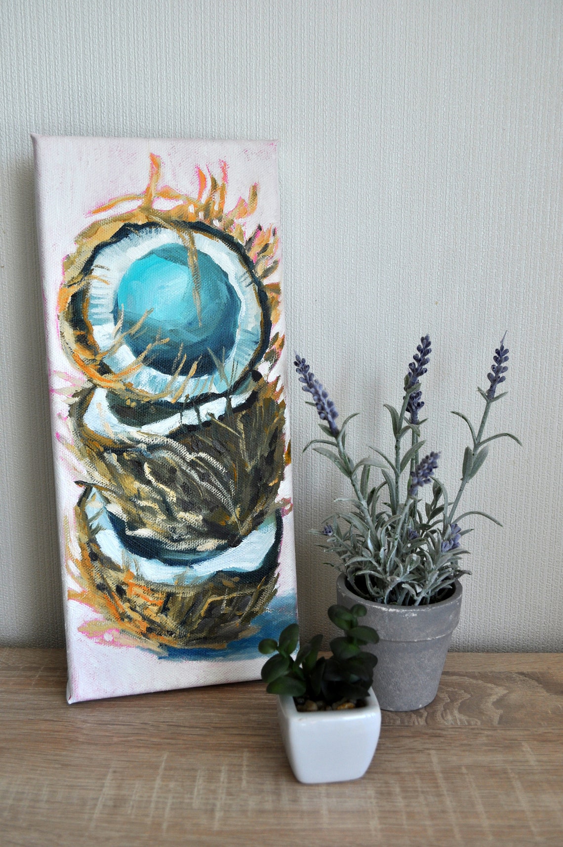 Coconut Art Canvas Original Oil Painting Exotic Fruits Kitchen - Etsy