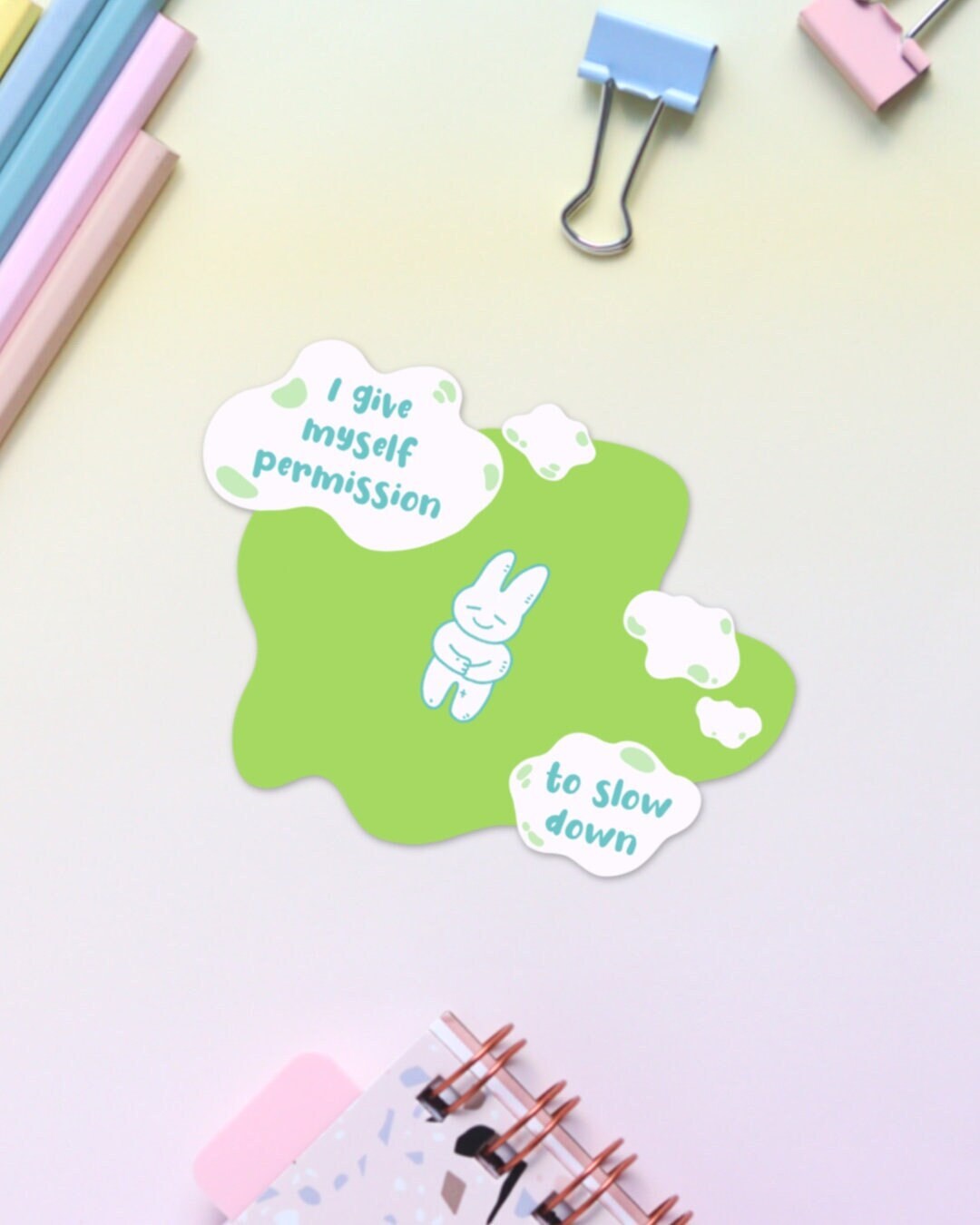 Self Care Bunny Sticker, Adorable Rabbit Sunbaking Cartoon With Self ...