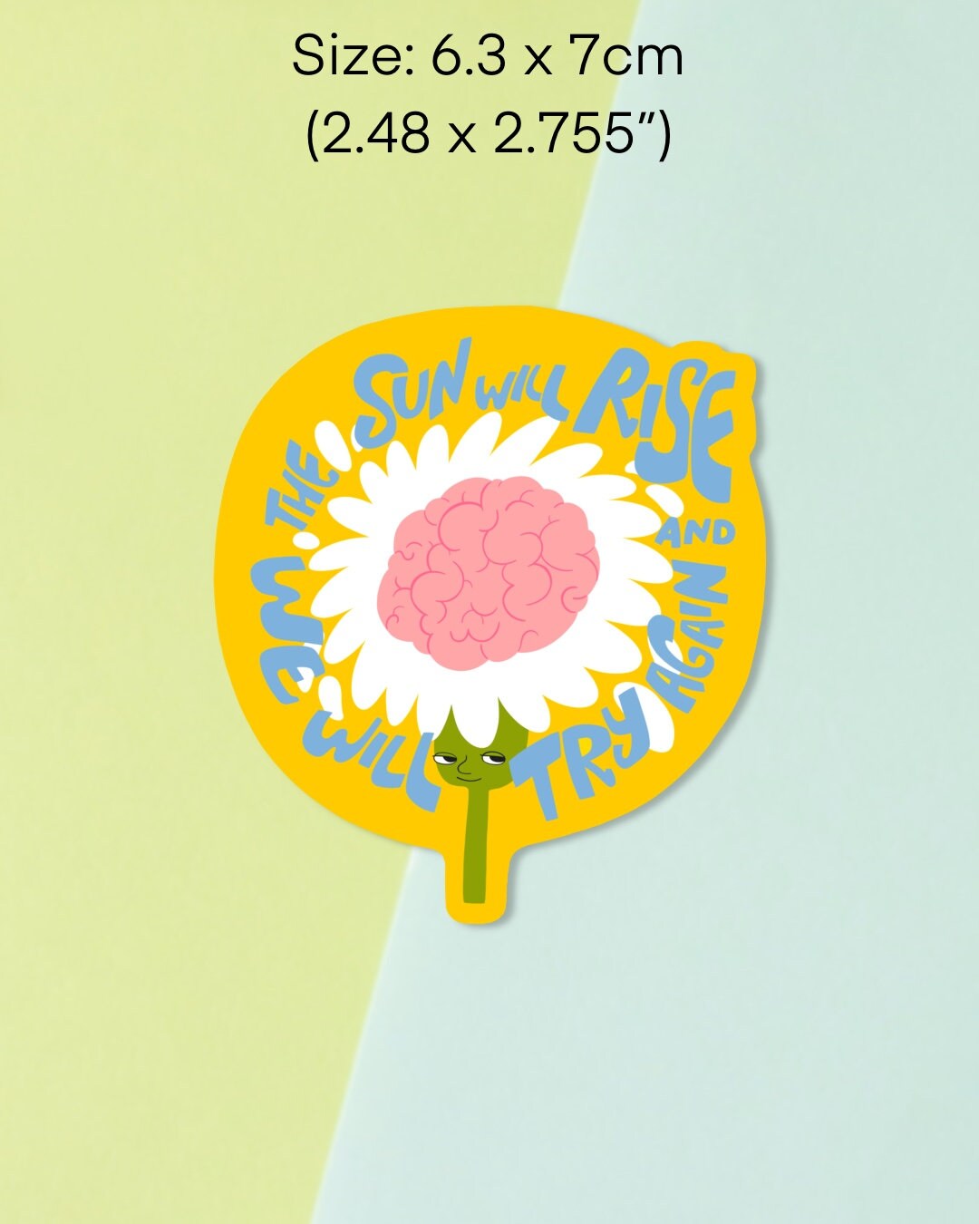 Daisy With Brain Sticker, Encouraging Words With Funky Bright Flower ...