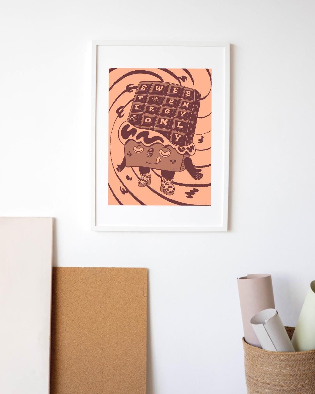 Sweetness Oozing Chocolate Bar Art Print, Positive Mantra Wall Art for ...