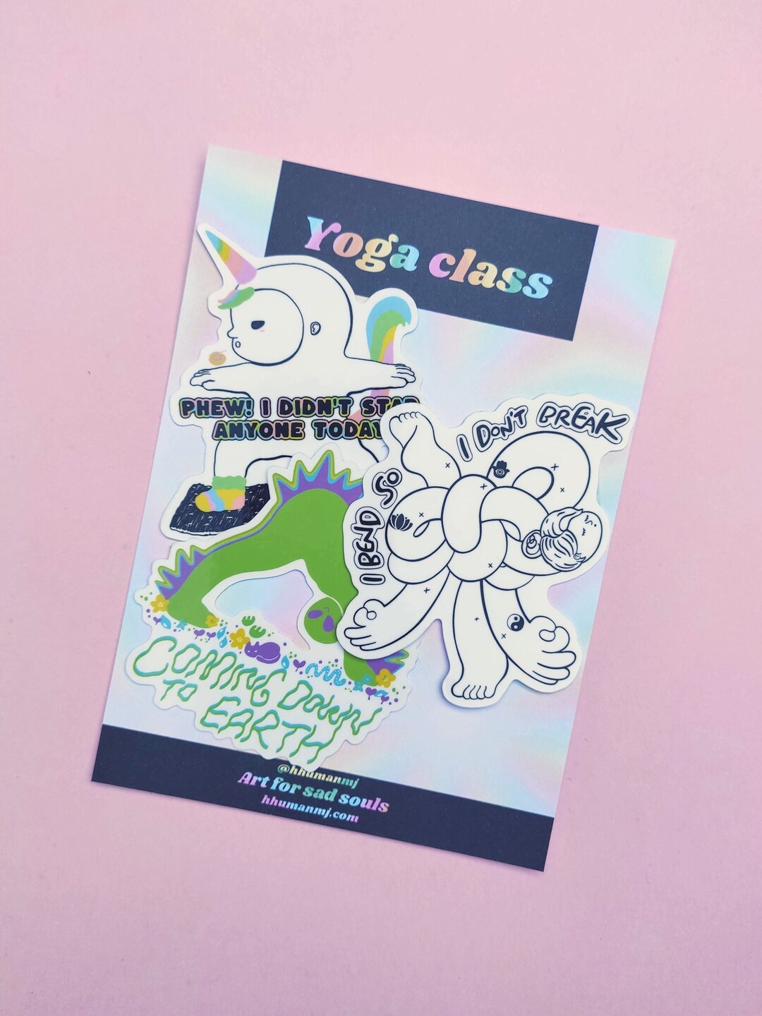 Fun Spiritual Yogi Stickers, Cute Yoga Aesthetic Sticker Pack, 3 Yoga ...