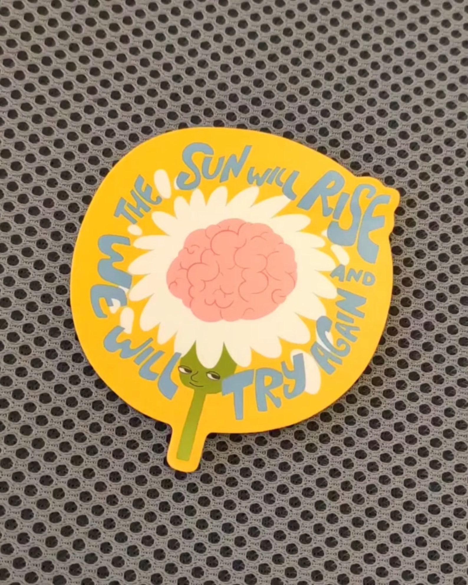 Daisy With Brain Sticker, Encouraging Words With Funky Bright Flower ...