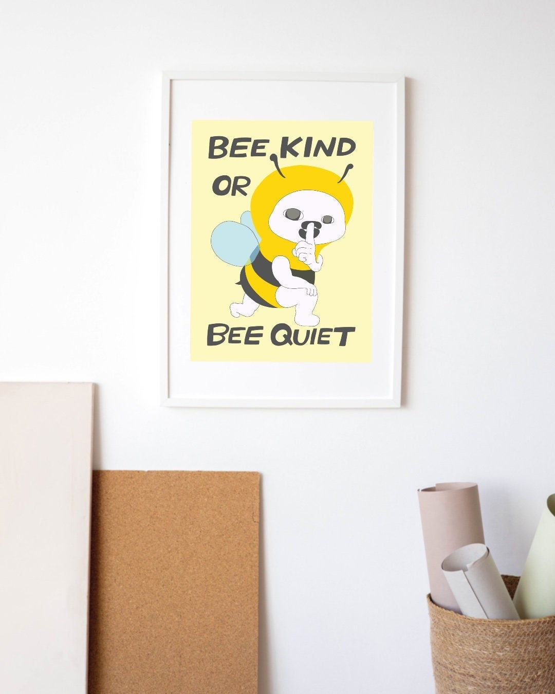Bee Kind or Bee Quiet | Bold Fun Poster for Office Decor, Be Kind Quote ...