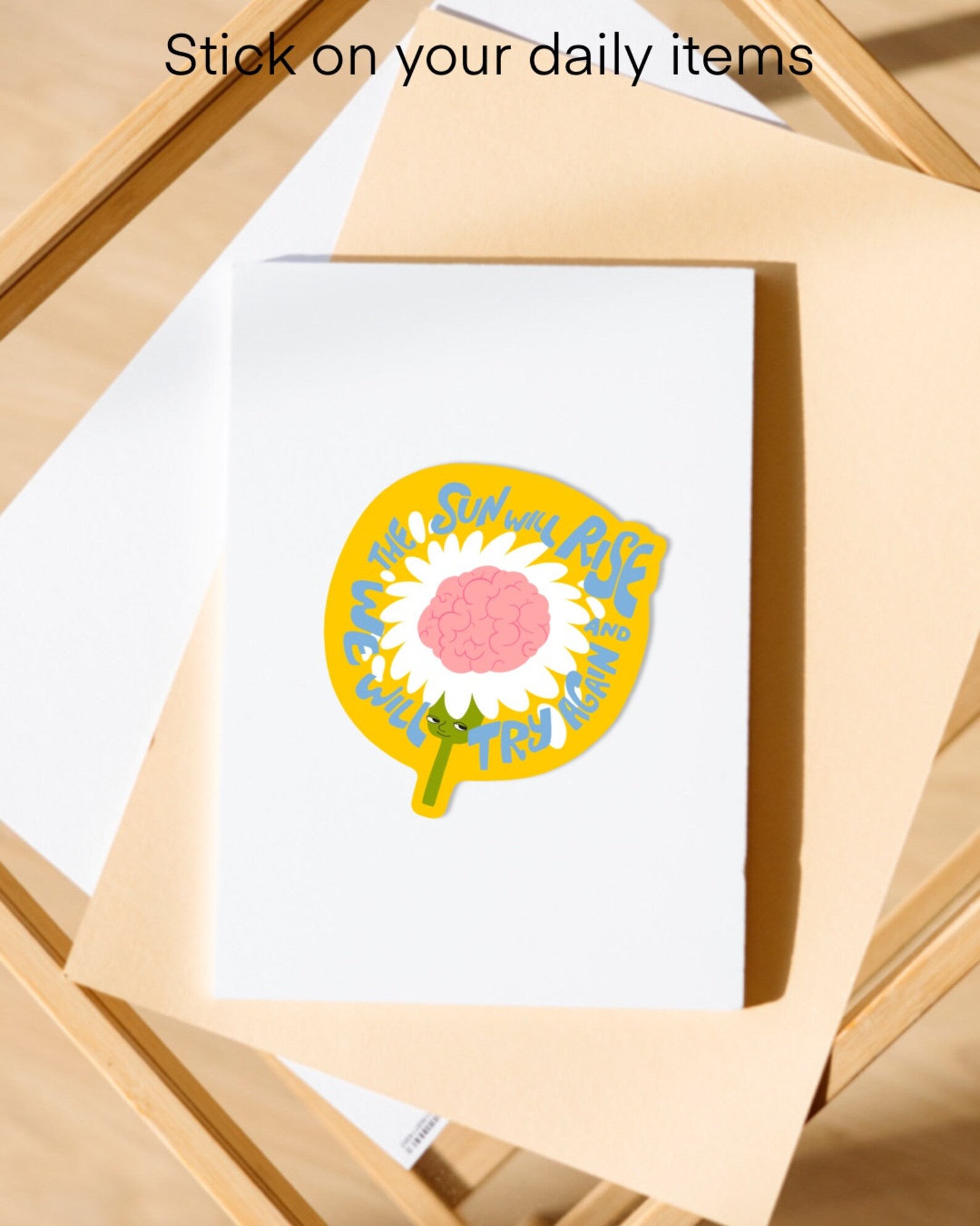Daisy With Brain Sticker, Encouraging Words With Funky Bright Flower ...