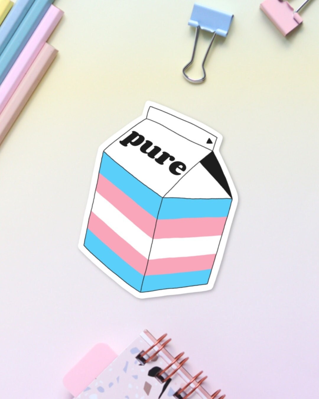 Pure Transgender Milk Carton Sticker, Trans Pride Flag Color Sticker ...