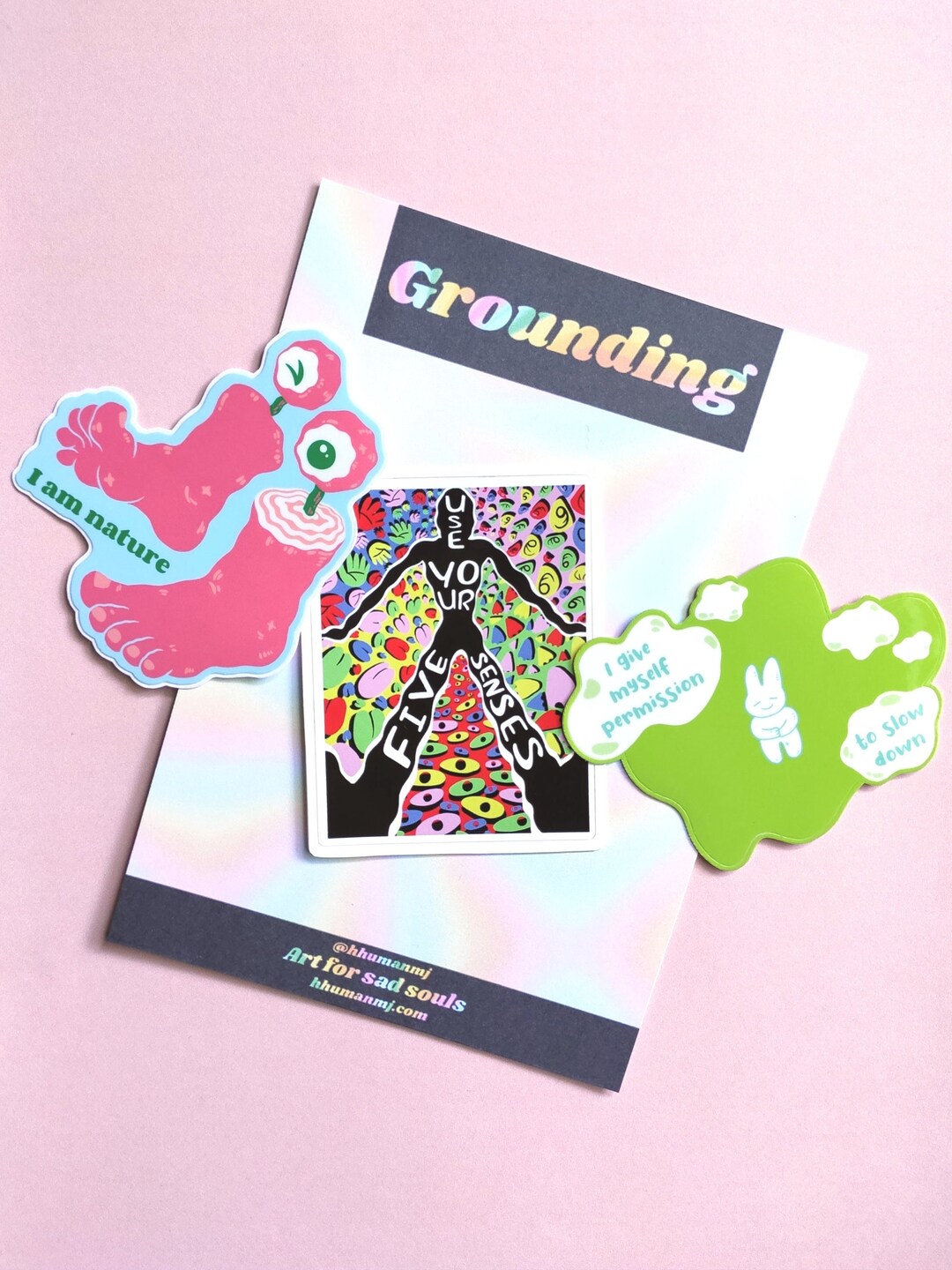 Grounding Earthing Calming Sticker Pack, Anxiety Coping Reminder Mental ...