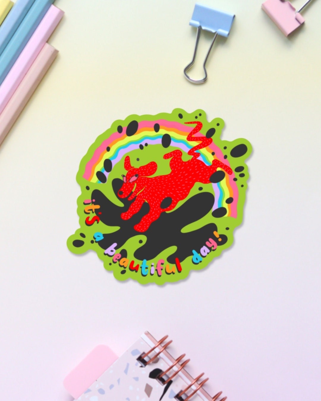 Puddle Jumping Cheeky Doggy Sticker, Playful Puppy Sticker, Waterproof ...