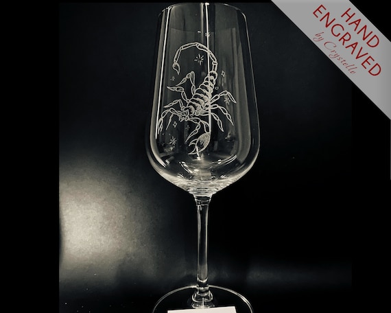 Scorpio Zodiac Wine Glass Hand Engraved Fully Personalized | Etsy