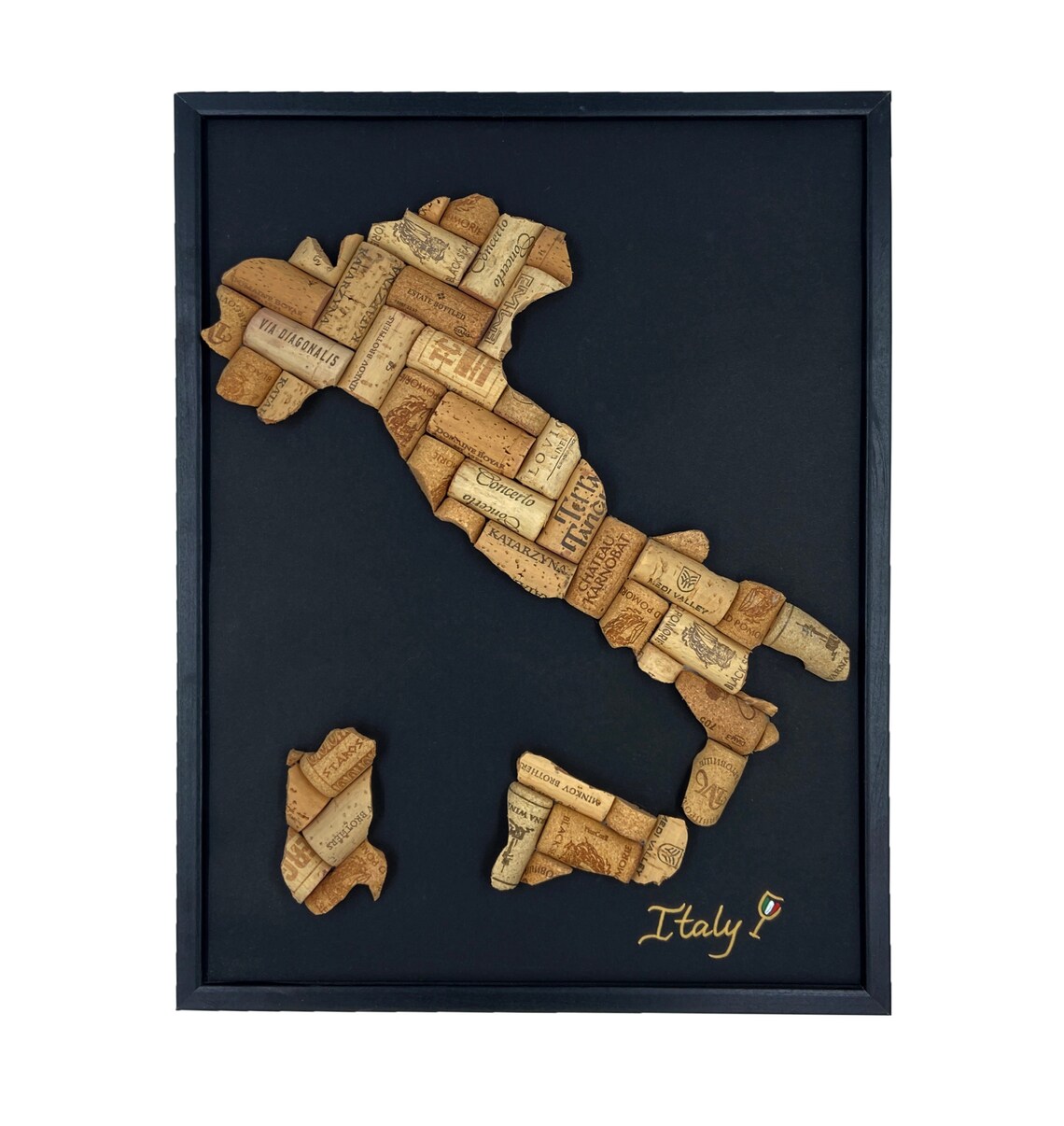 Italy Wine Cork Map | Wine Lover Decoration Gift | Hand Made | Used ...