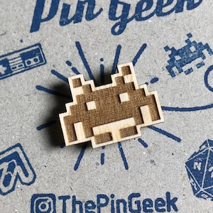 Space Invader Pin - Laser Cut / Wood Etched - Super Cute and Fun - Etsy