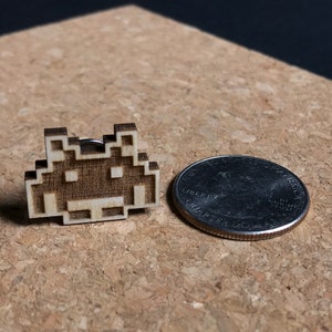 Space Invader Pin - Laser Cut / Wood Etched - Super Cute and Fun - Etsy