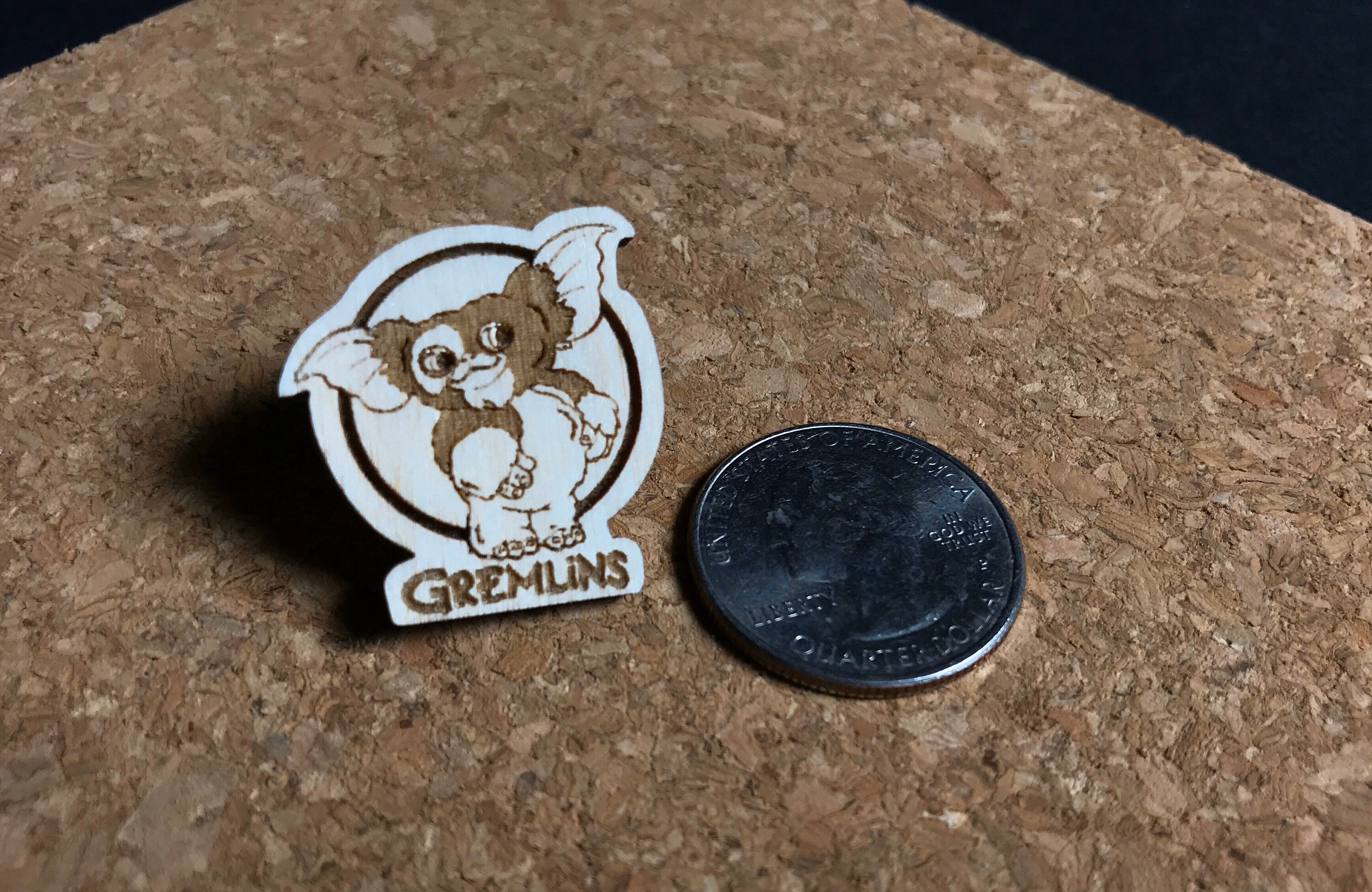 Gremlins Movie Vintage Pin Laser Cut / Wood Etched Super Cute and Fun ...