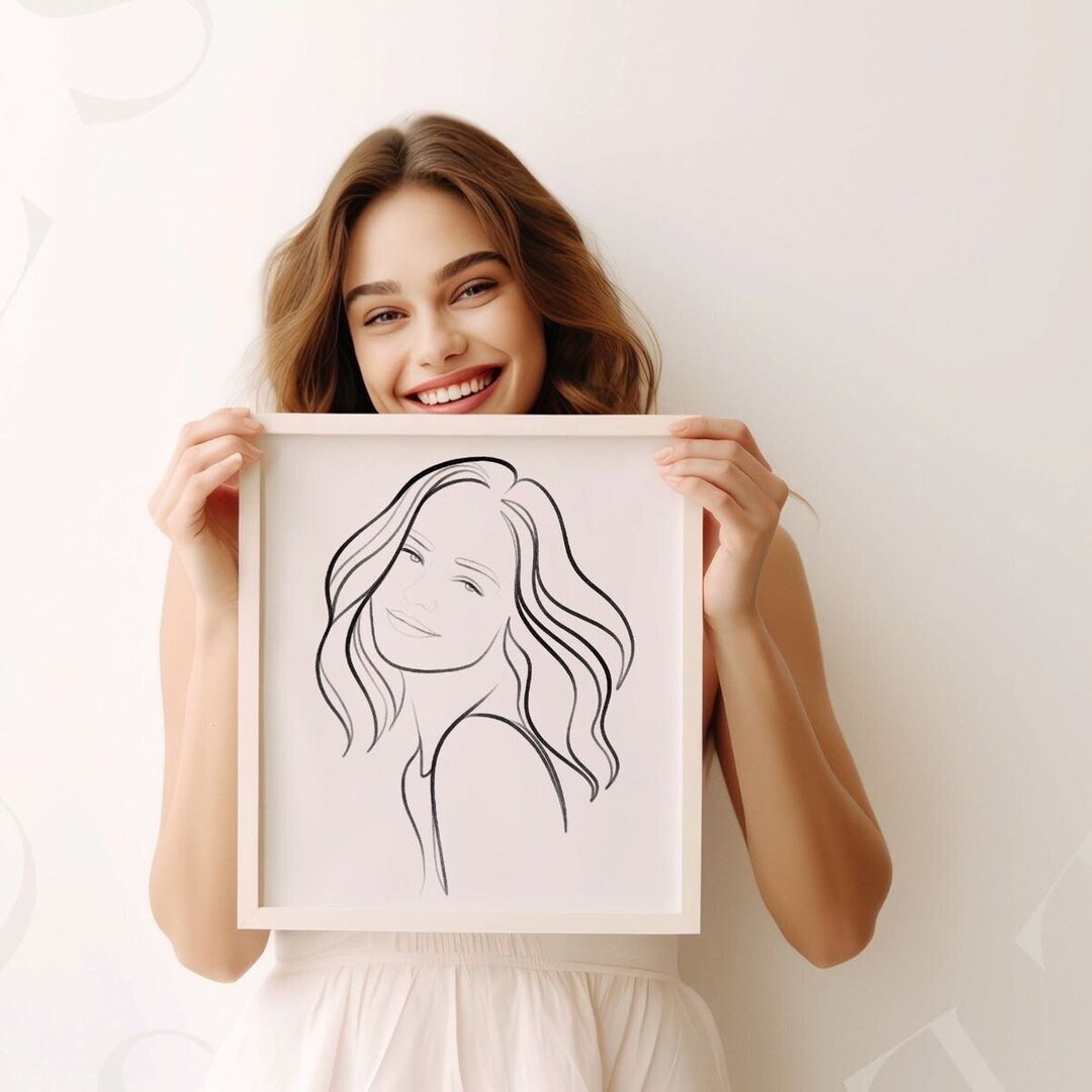 CUSTOM ONE LINE Drawing From Photo Personalized Self Portrait Line Art ...