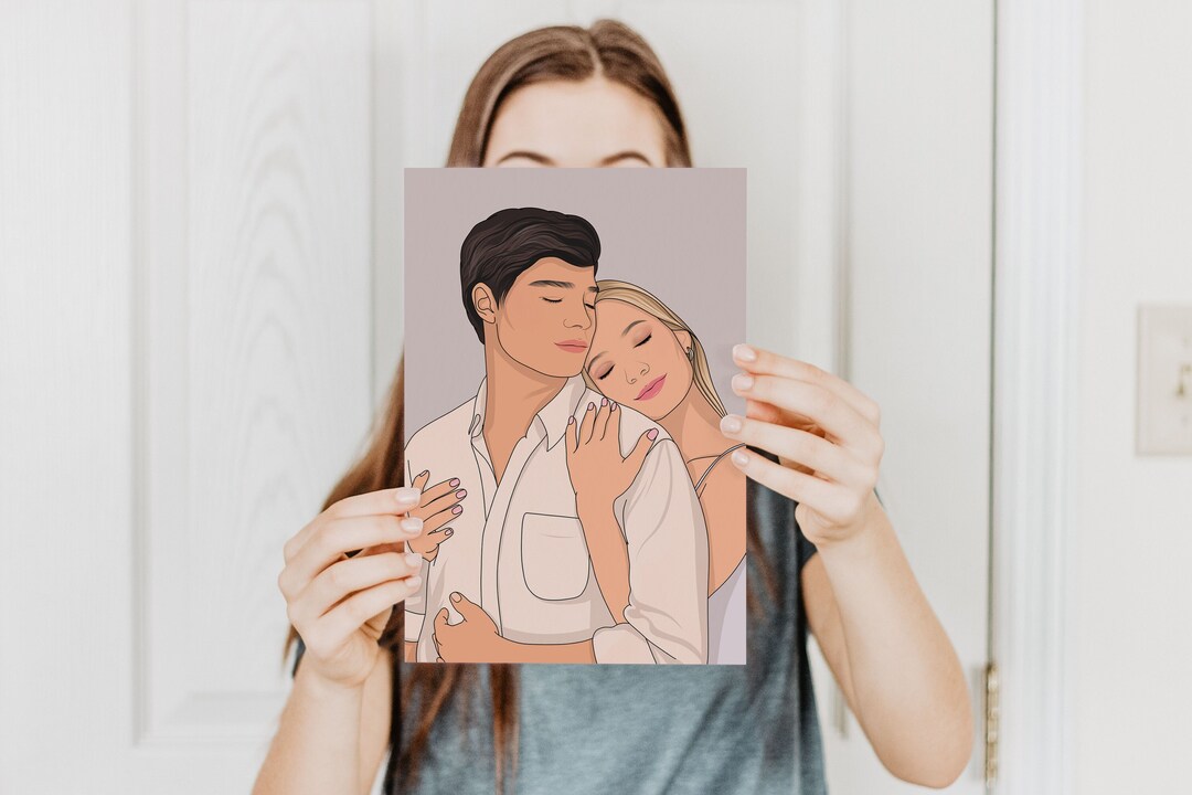 COUPLE PORTRAIT - Drawing From Photo | Couple Gift | Custom Engagement ...