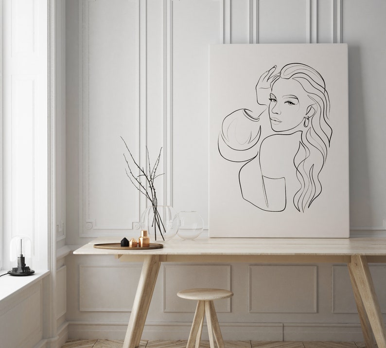 CUSTOM ONE LINE Drawing From Photo Digital Self Portrait | Etsy