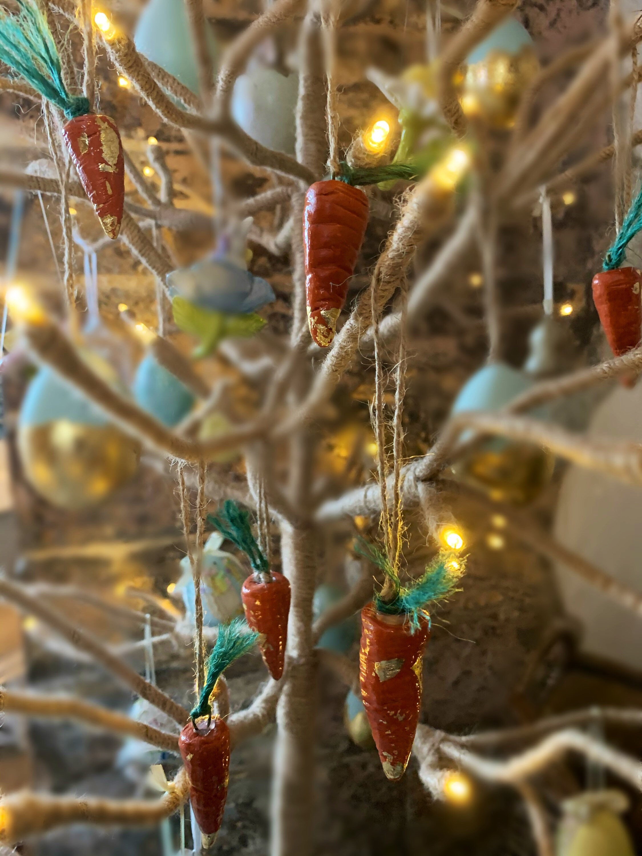 4 x Hand Sculptured Hanging Clay 'Carrots with | Etsy