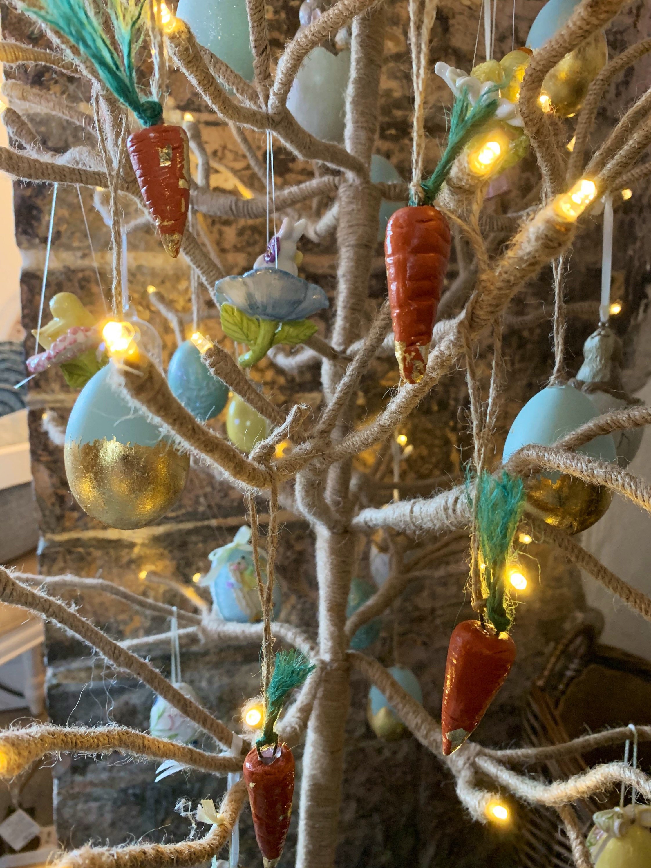 4 x Hand Sculptured Hanging Clay 'Carrots with | Etsy