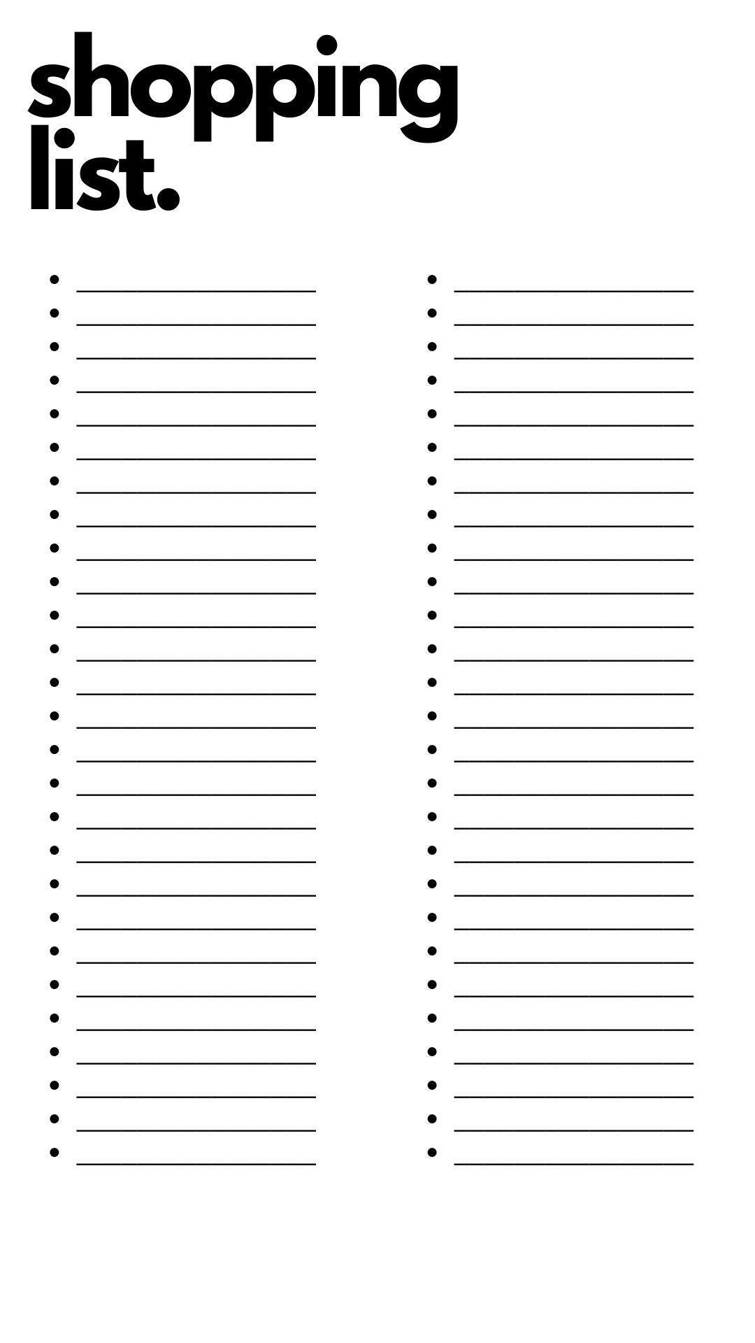 Shopping List Template - Etsy