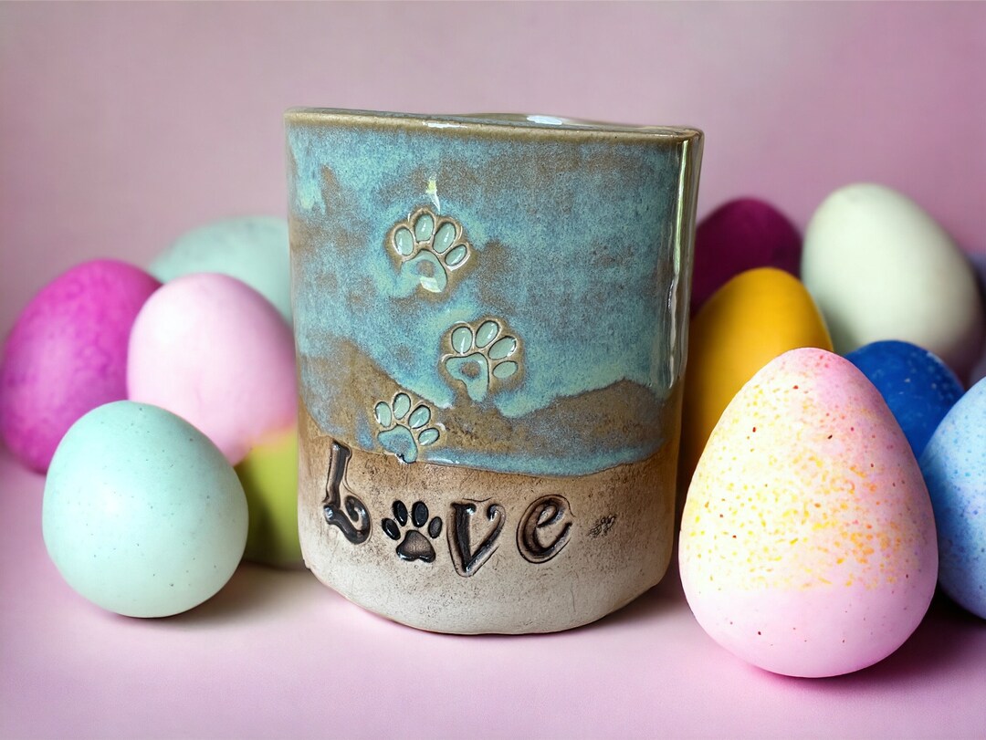 Easter Cup Gift Animal Lover Paw Cup Heart Paw Love Cup Made of Pottery ...
