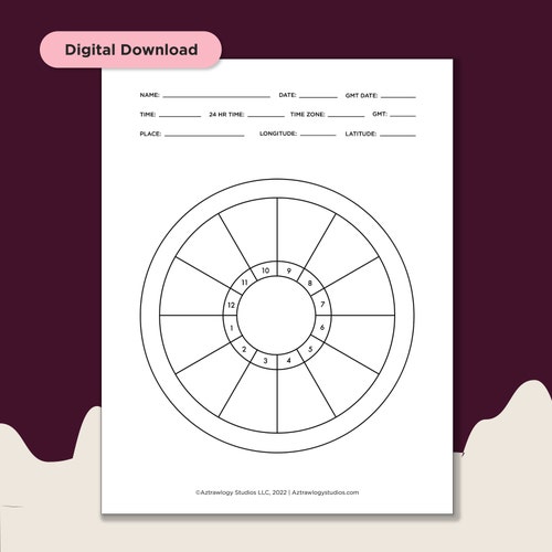 Blank Astrology Natal Chart Wheel. Printable Worksheet. Birth - Etsy