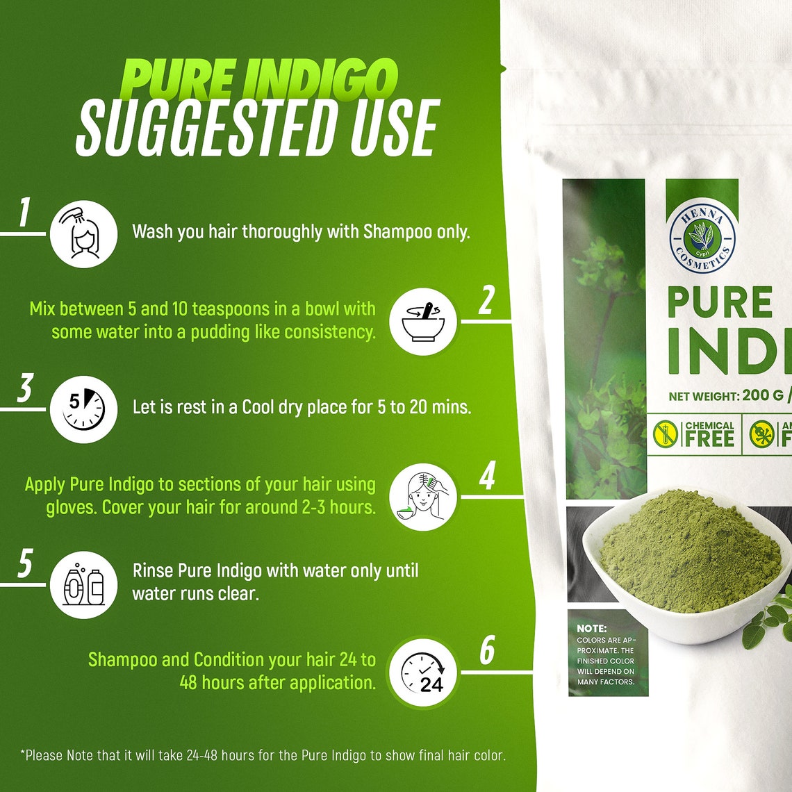 100% Organic Indigo Powder for Hair Dye Black Color 50 Grams - Etsy