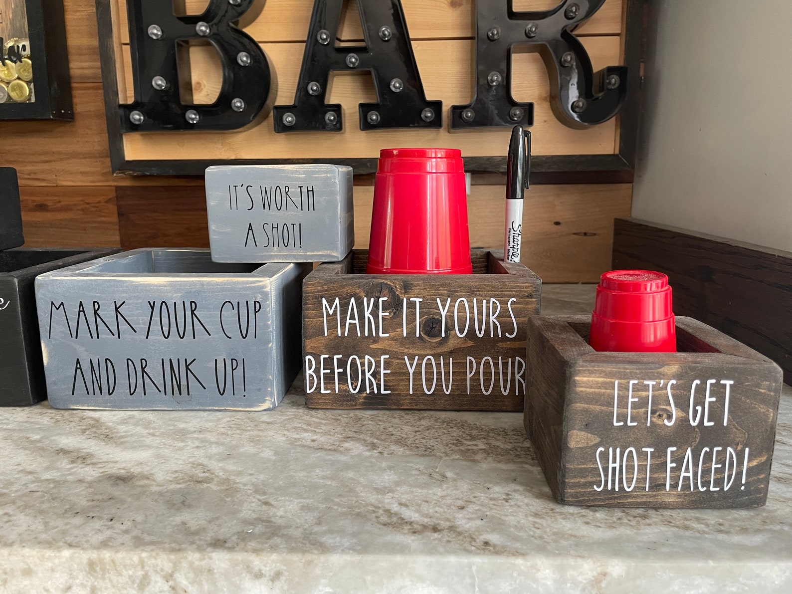 Detached Shot Glass Holder With Cup Holder/ Mini Red Solo Cup - Etsy