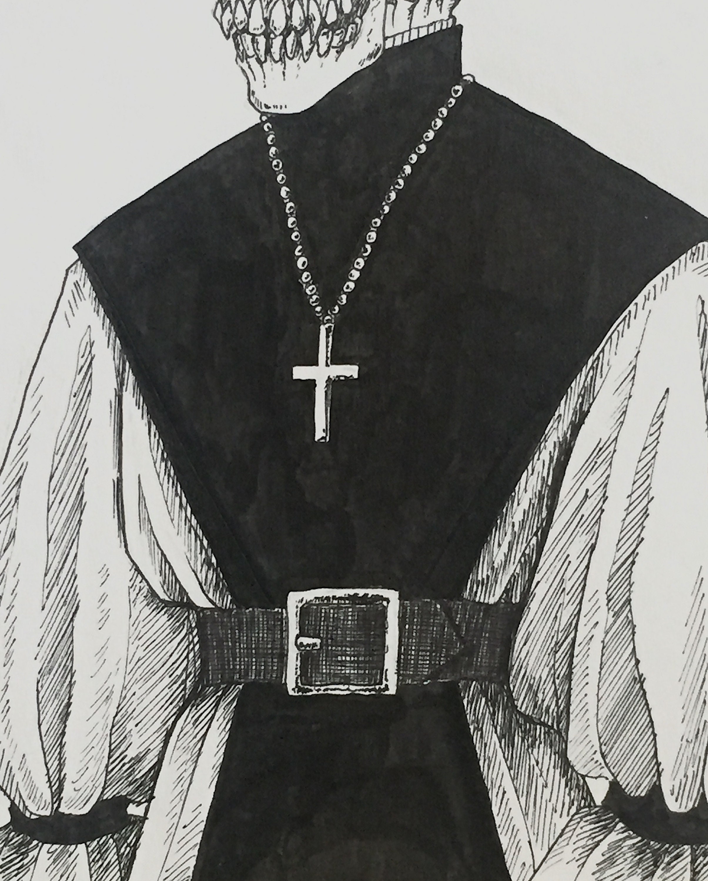 Skeleton Priest Inktober Drawing | Etsy