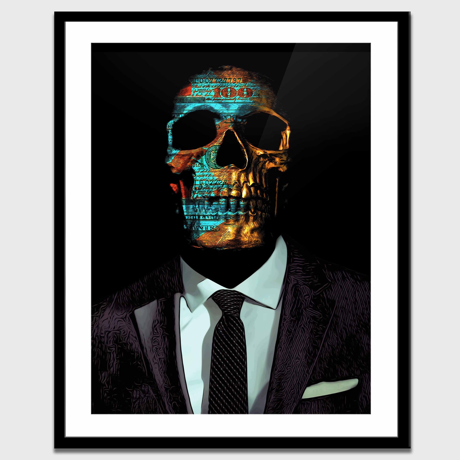 Suited SKULL Semigloss ART Print - Day of Dead Contemporary Fine Art ...