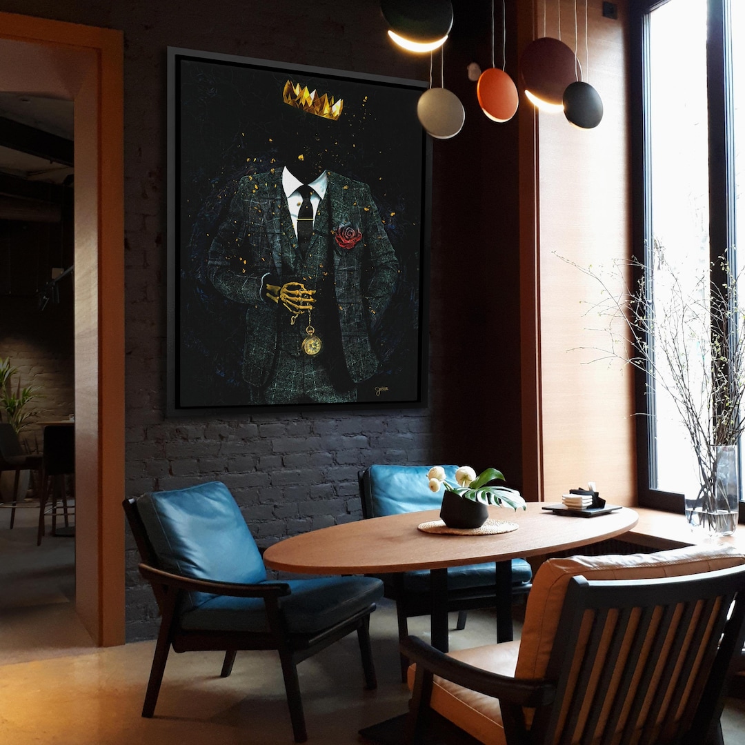 Skeleton KING Entrepreneur Art Print on Canvas - Modern Wall Art - Man ...