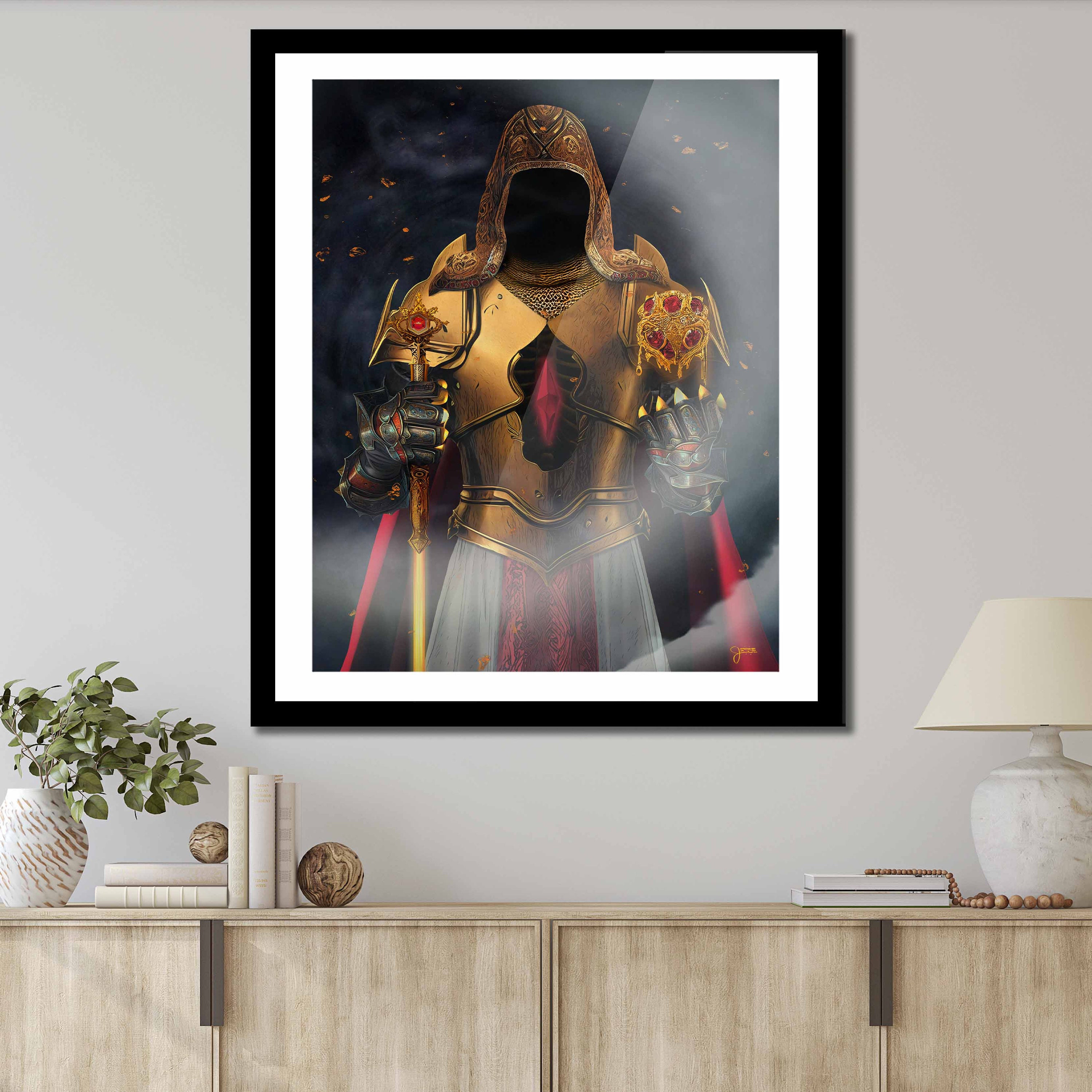 Eternal Guardian Red Knight Fine Art Print on Semigloss - Etsy