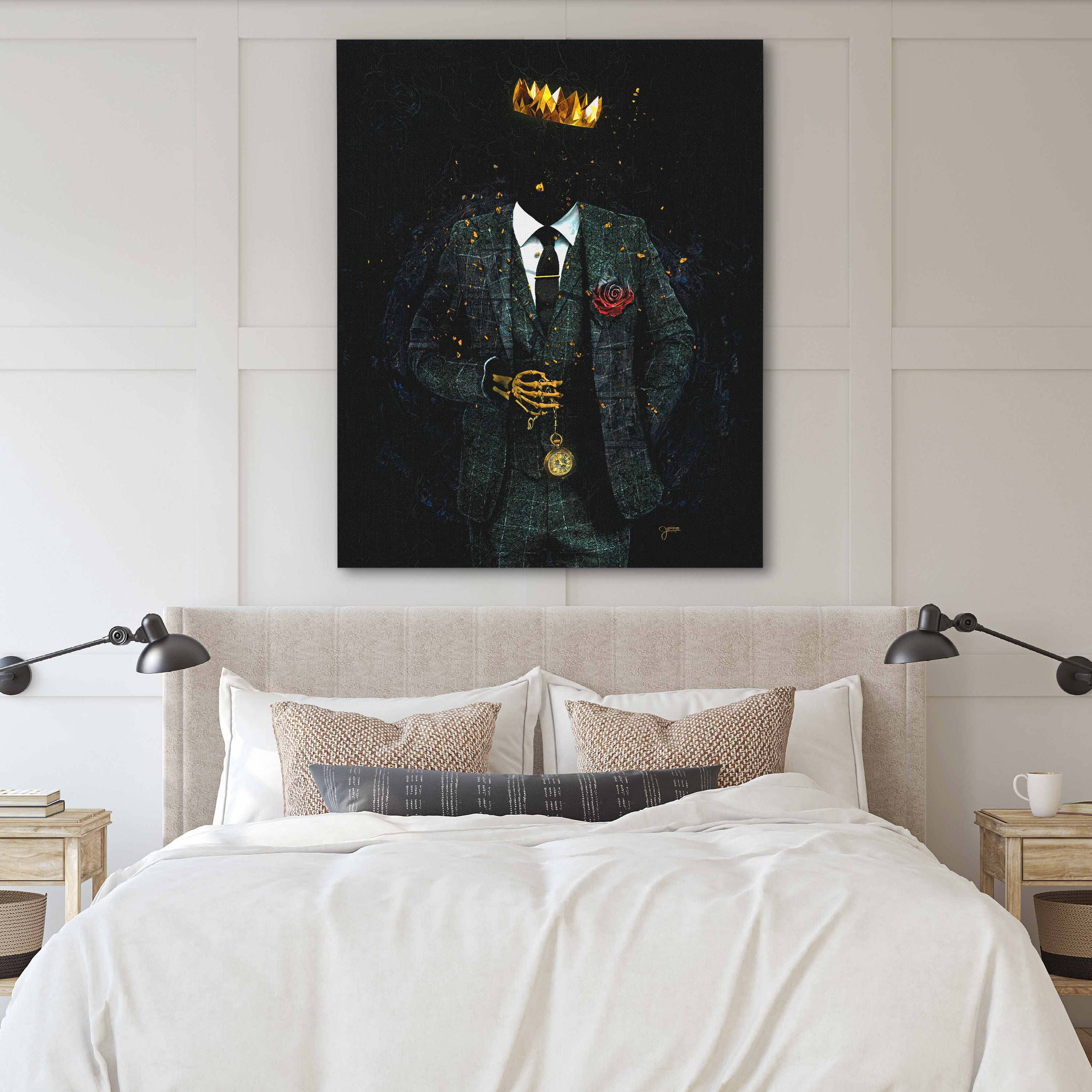 Skeleton KING Entrepreneur Art Print on Canvas - Modern Wall Art - Man ...