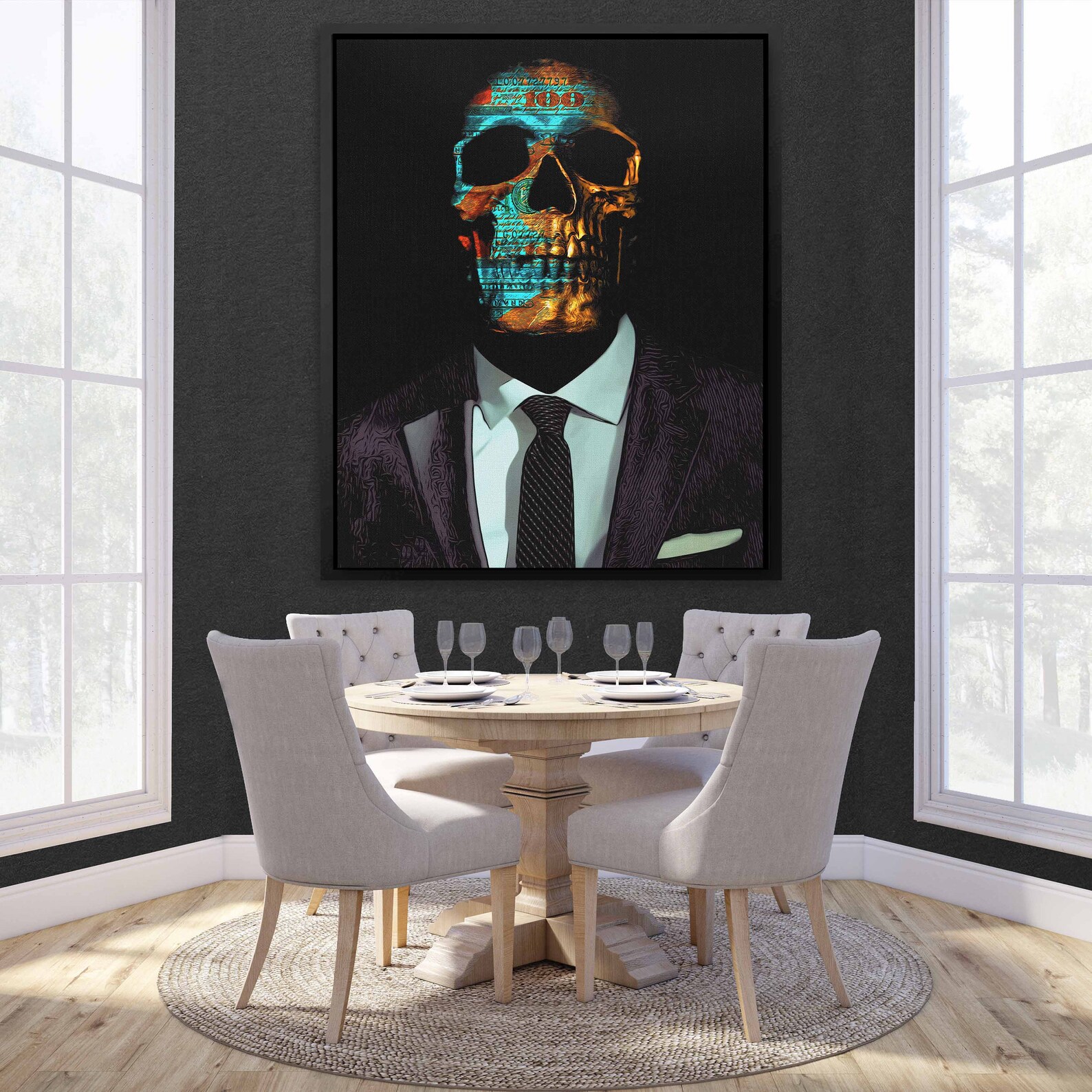 SUITED MONEY SKULL | Print on Canvas Wall Art | Modern Contemporary Art ...