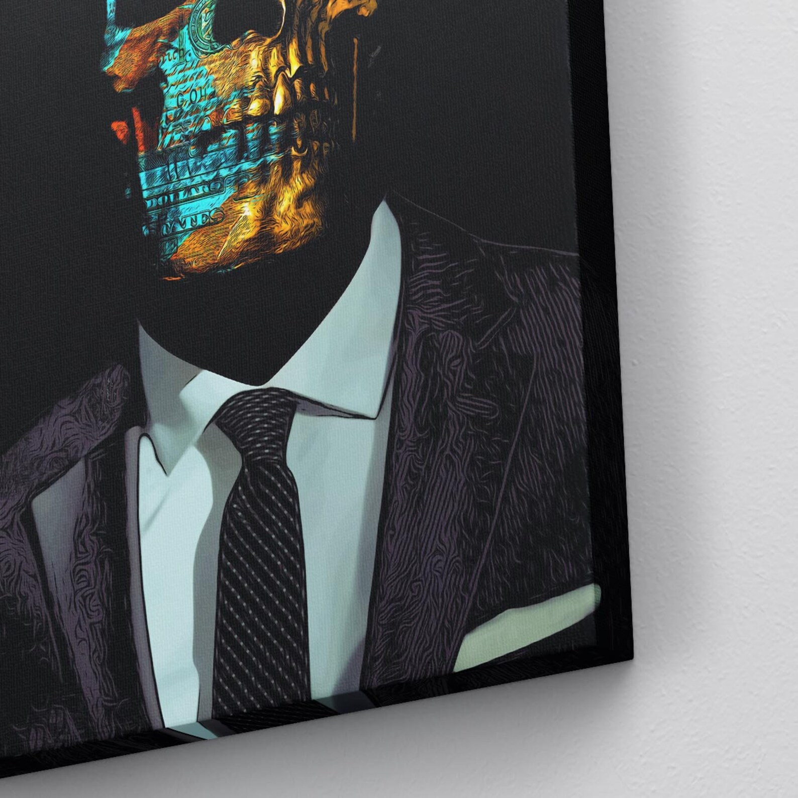 SUITED MONEY SKULL Print on Canvas Wall Art Modern Contemporary Art ...