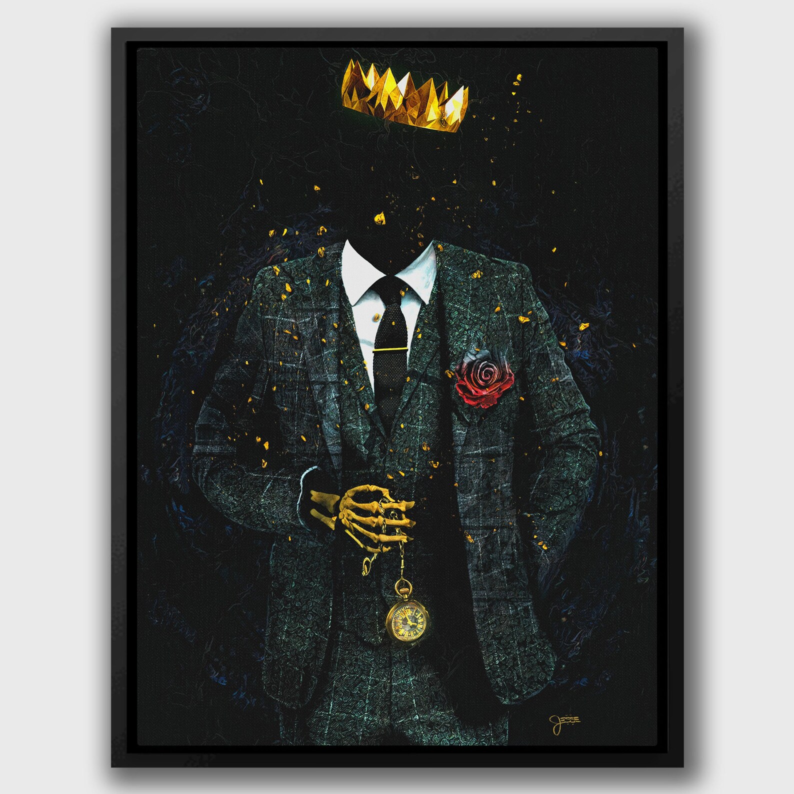 Skeleton KING Entrepreneur Art Print on Canvas - Modern Wall Art - Man ...