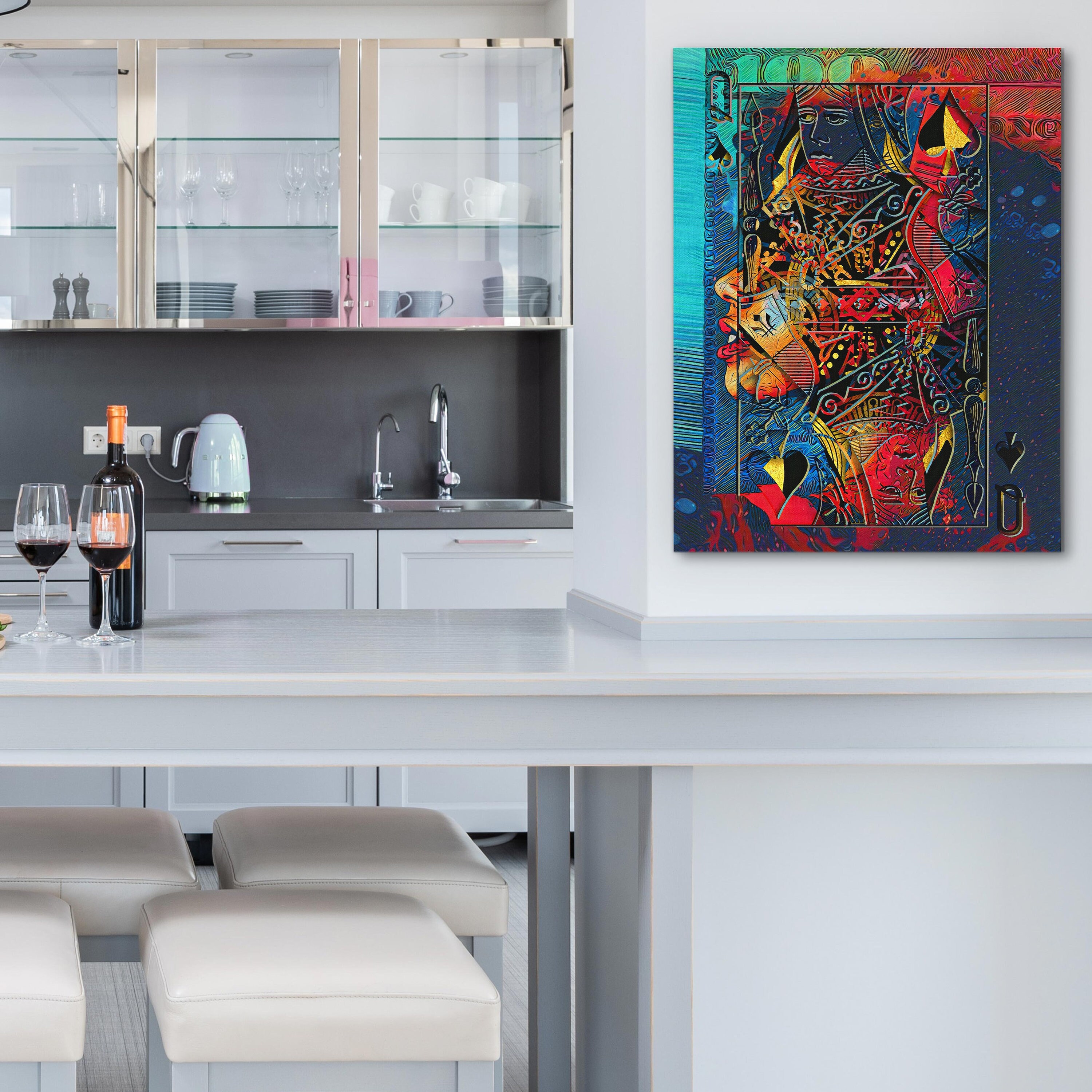 QUEEN of SPADES - Poker Room Wall Decor - Print on Canvas - Casino Wall ...