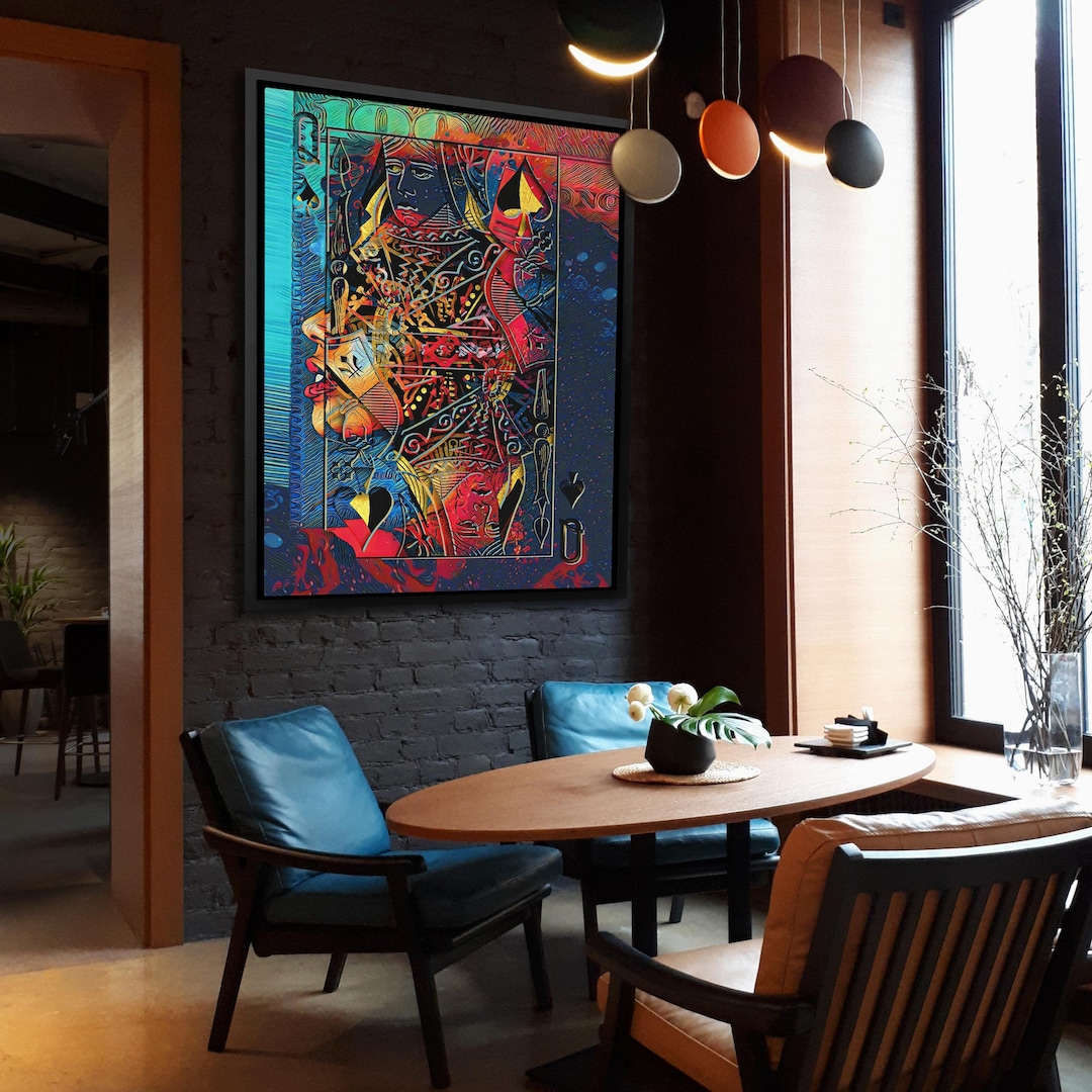 QUEEN of SPADES - Poker Room Wall Decor - Print on Canvas - Casino Wall ...