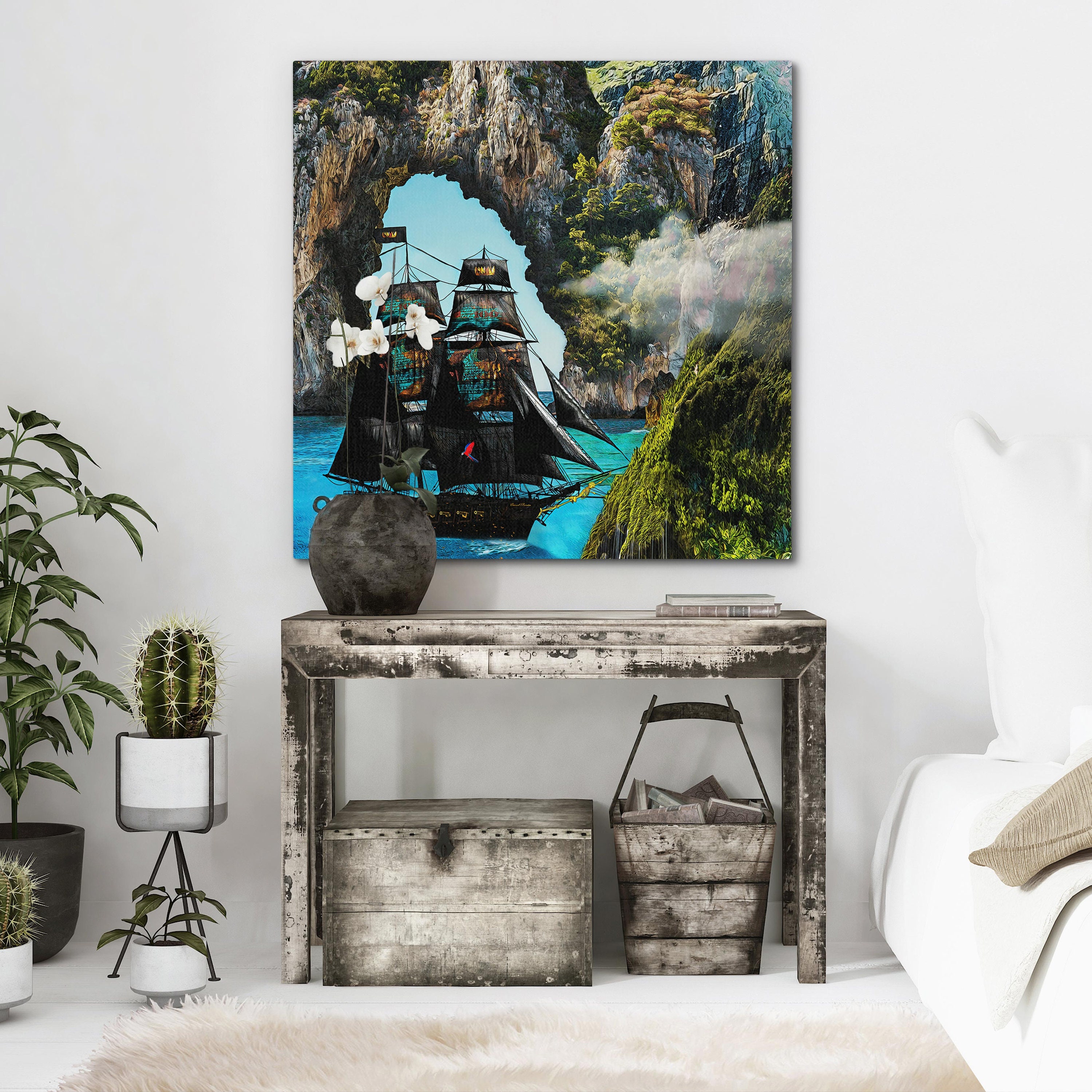 PIRATE SHIP PRINT - Ocean Wall Art - Ocean Art - Kids Room Decor ...