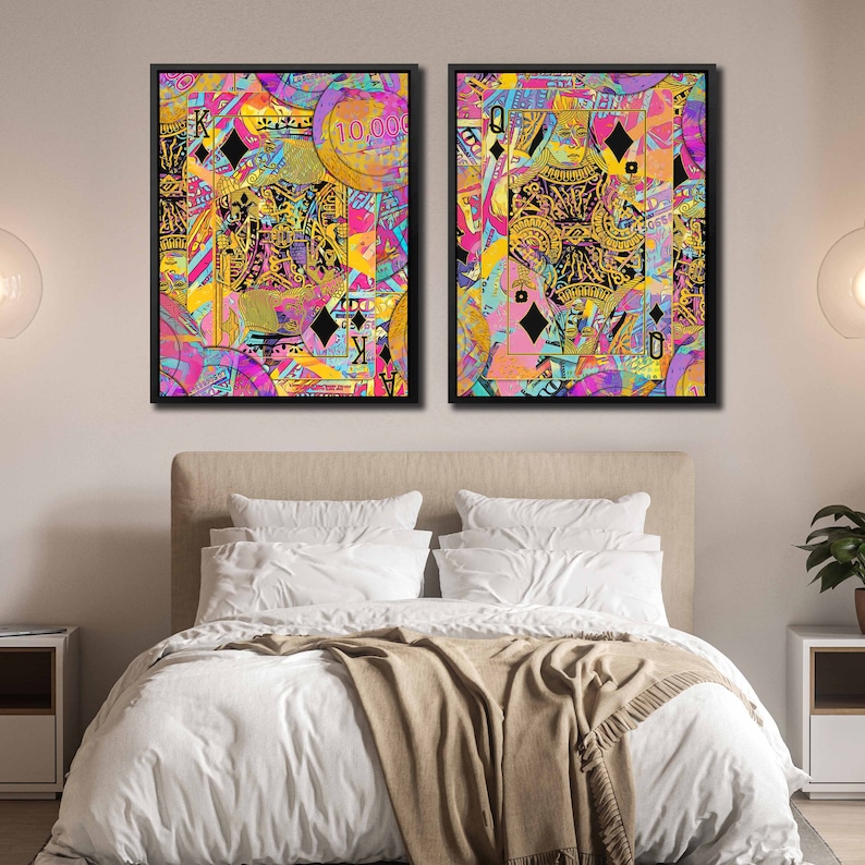 Poker King and Queen Couple Wall Art Set of 2 Couples 2 - Etsy