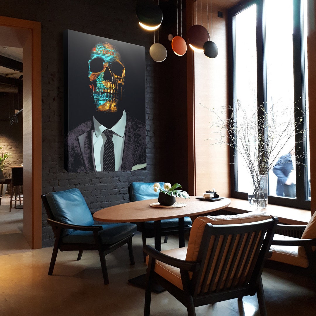 SUITED MONEY SKULL | Print on Canvas Wall Art | Modern Contemporary Art ...