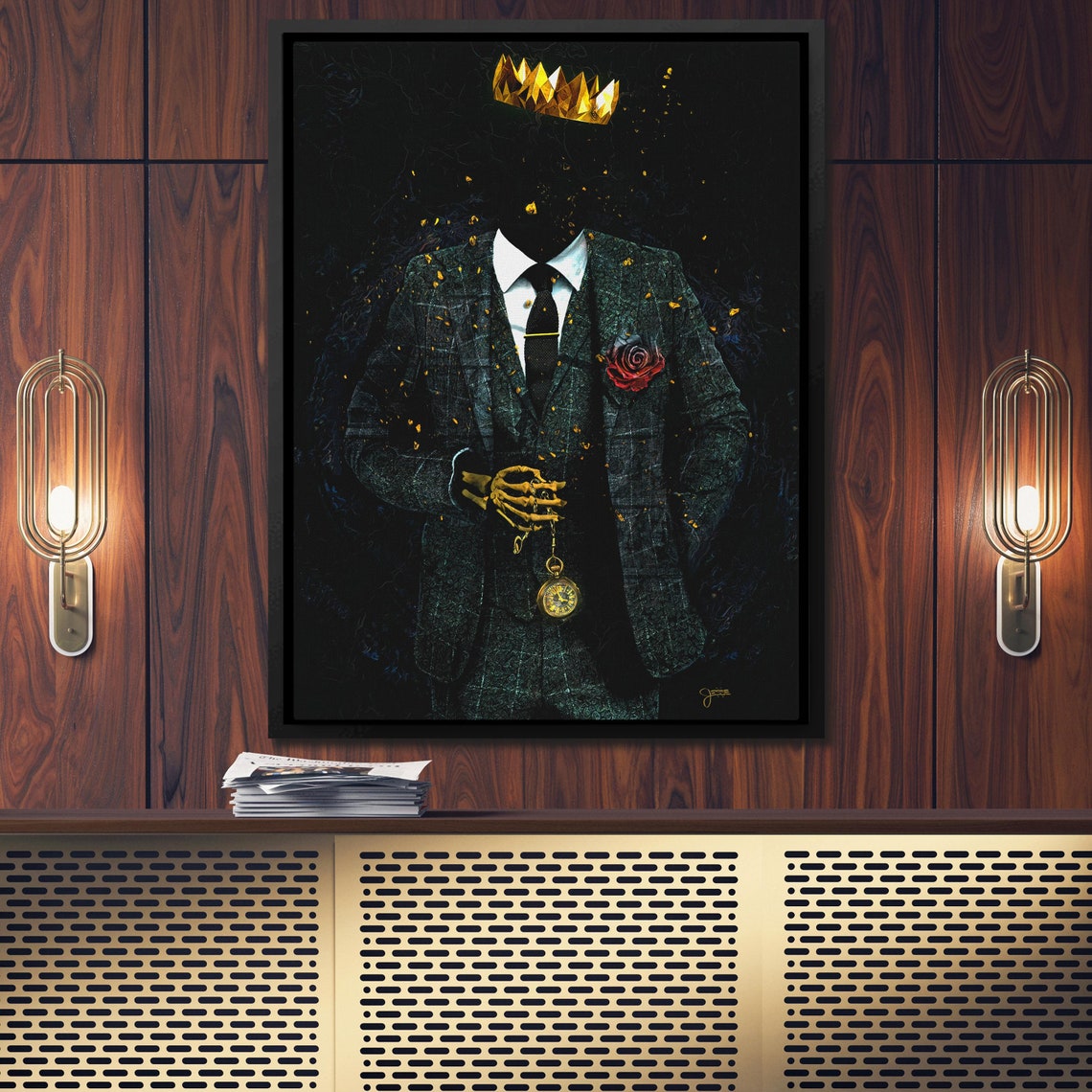 Skeleton KING Entrepreneur Art Print on Canvas - Modern Wall Art - Man ...