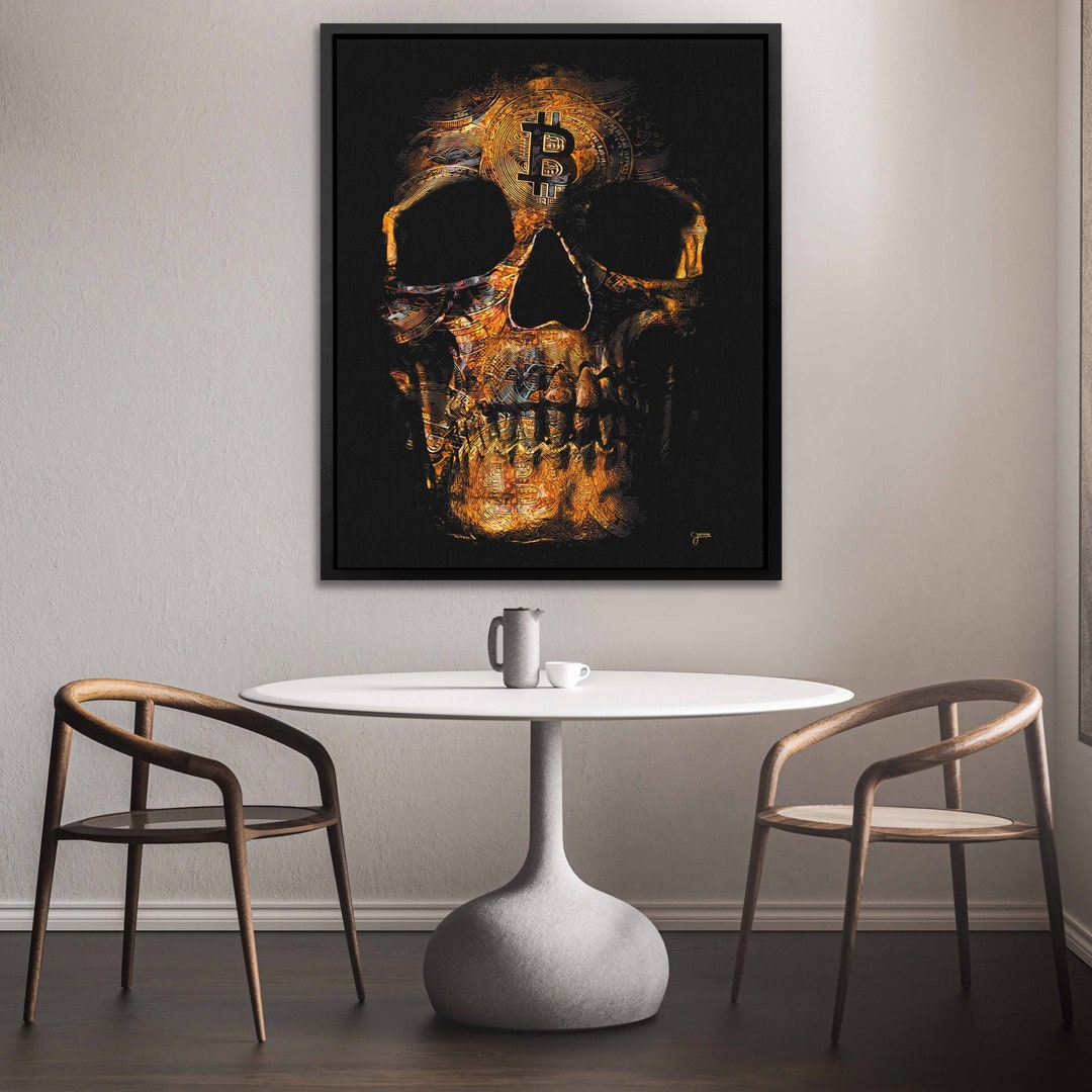 BITCOIN SKULL Painting | Money Wall Art Crypto Canvas | Skull Wall Art ...