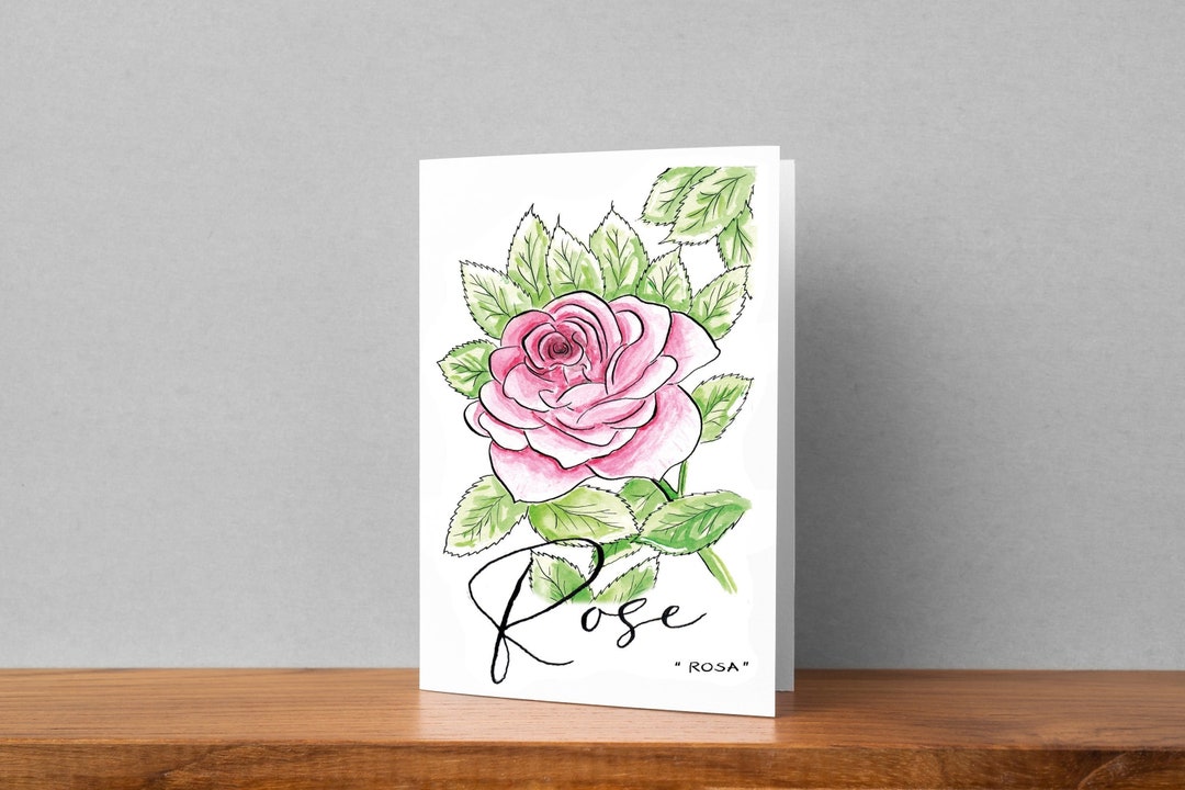 Rose Flowers Birthday Card Rose Flower Card Rose Valentines Card Hand ...