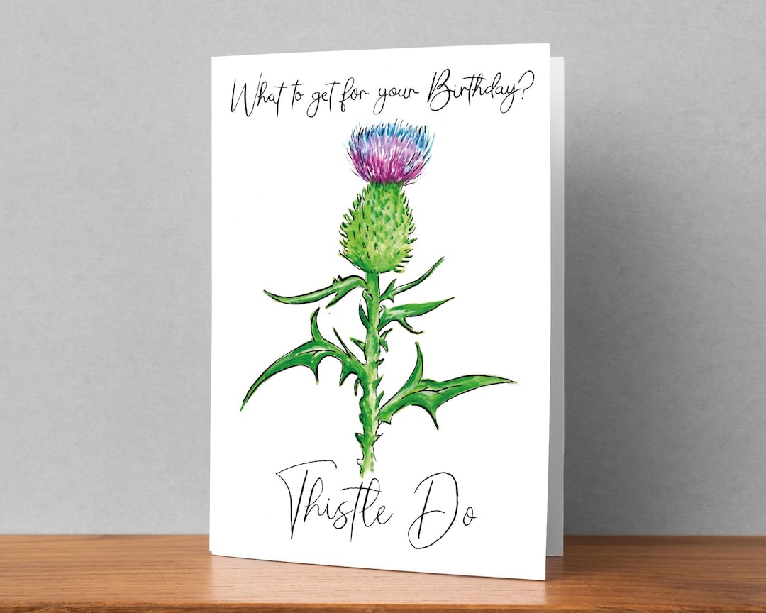 Thistle Birthday Card: Scottish Flower Art, Hand-painted - Etsy