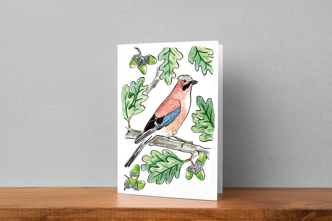 Jay Bird Birthday Card Jay Bird Art Garden Birds Print Hand Painted ...